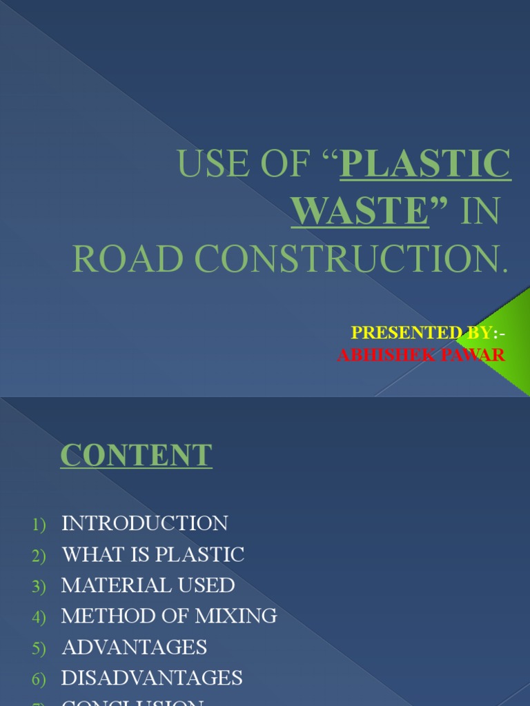 USE OF Plastic Waste in Road Construction | PDF