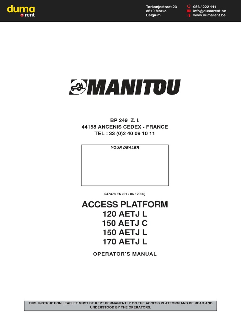 Manitou 120 - 150 - 170 - Aetj - C - L | PDF | Technology & Engineering