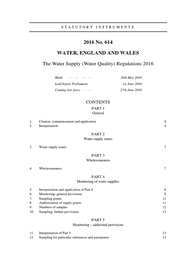 Water Quality Regulations 2016 Overview | PDF | Science & Mathematics