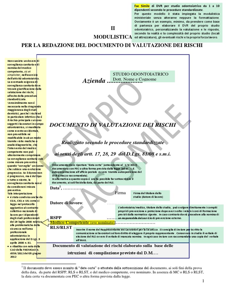 Fac Simile MOD PROCEDURA STANDARD | PDF