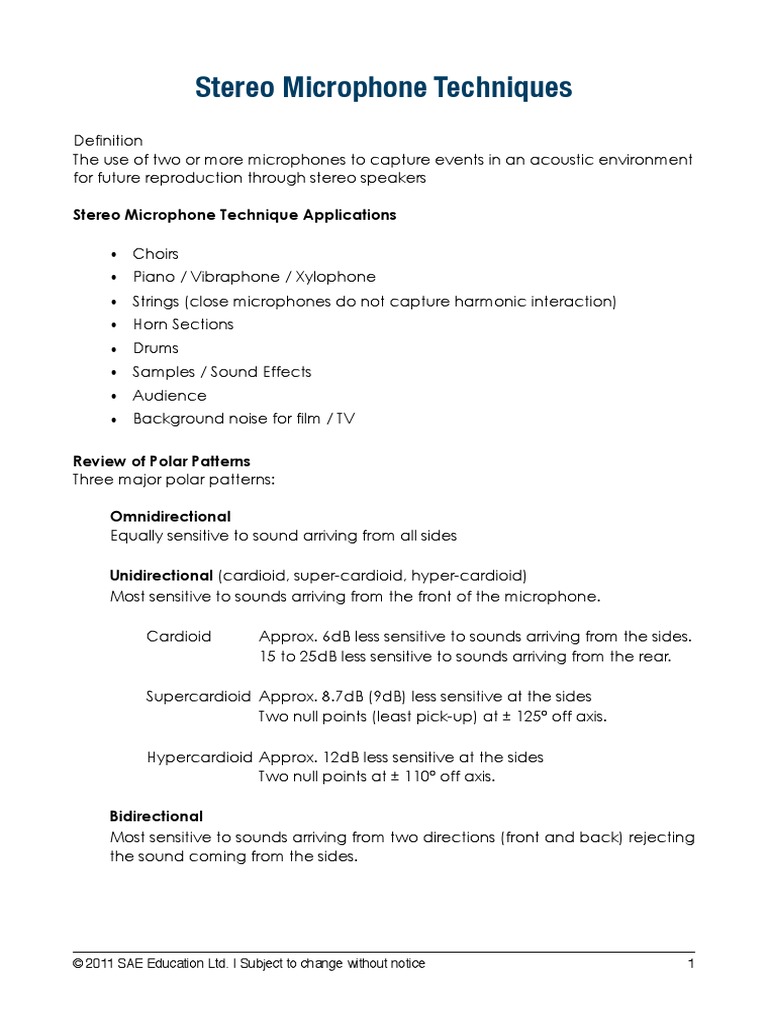 Stereo Microphone Techniques | PDF