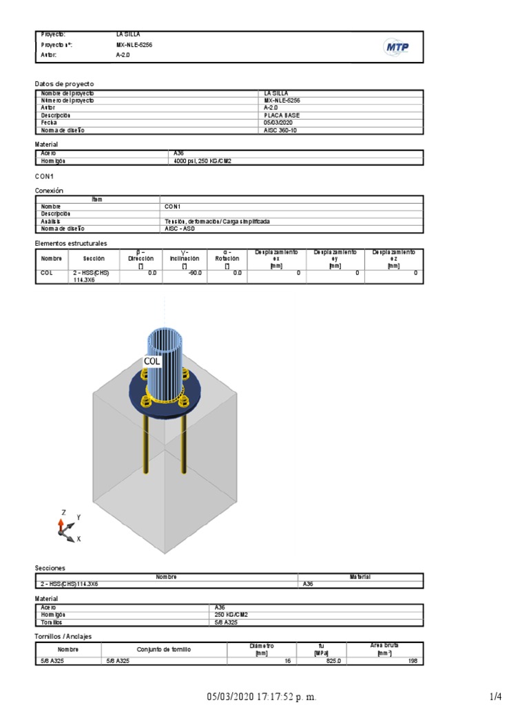 Placa Base | PDF | Tornillo | Ingeniería estructural