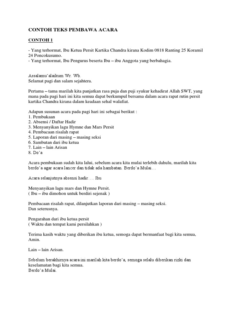 Contoh Teks Pembawa Acara | PDF