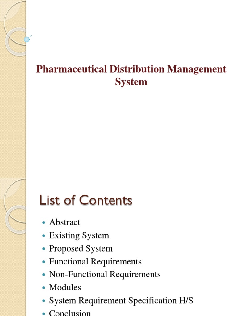 Pharmaceutical Distribution Management System - 1ppt | PDF | Microsoft ...