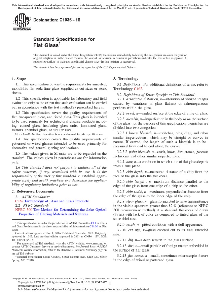 Astm C1036-16 | Download Free PDF | Glasses | Mirror