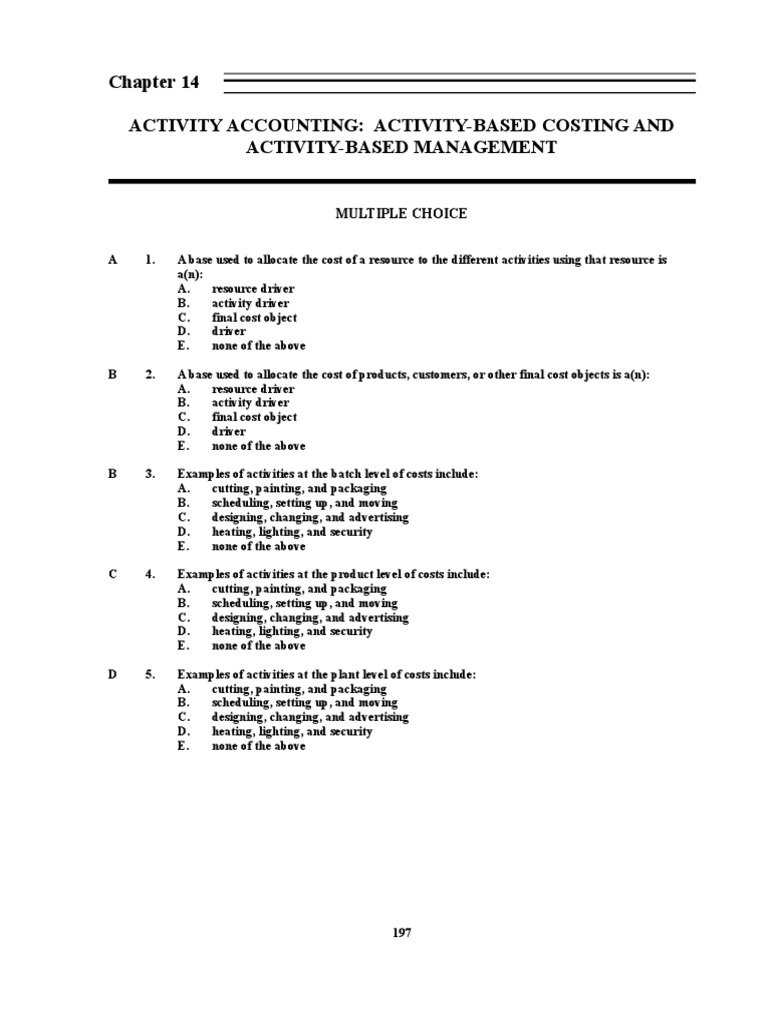 14 Activity-Accounting - Activity-Based Costing & Activity-Based ...