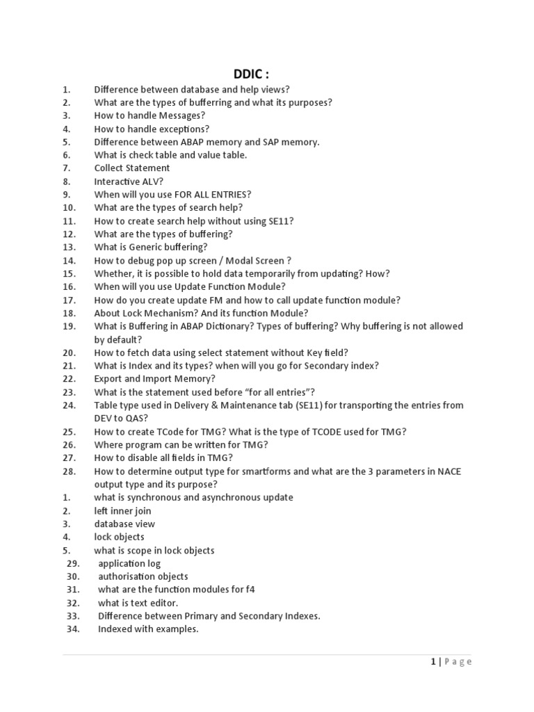 Abap Interview Questions | PDF | Class (Computer Programming) | Object Oriented Programming