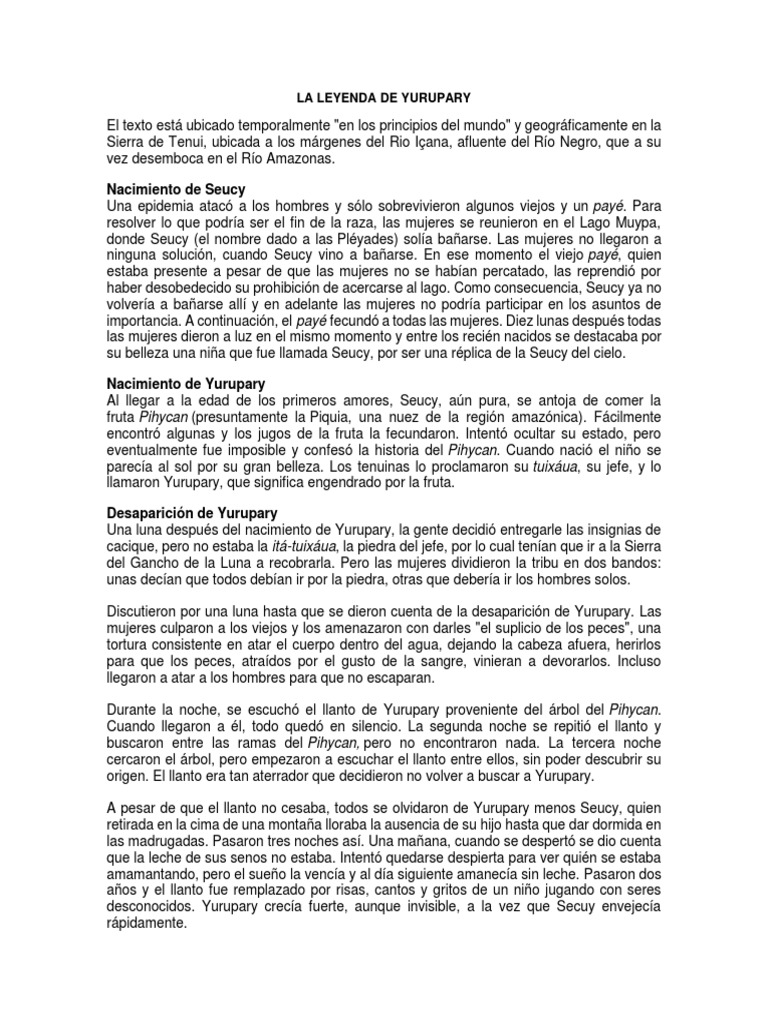 La Leyenda de Yurupary: Orígenes y Significado | PDF | Agitación ...