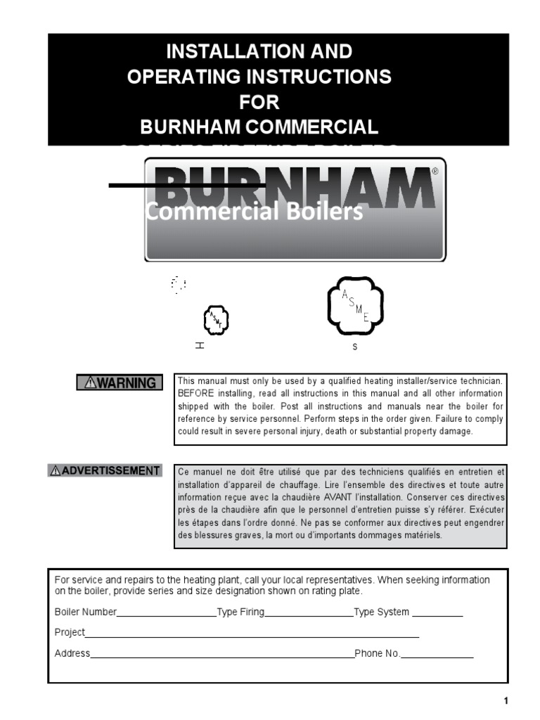 Burnham Commercial Boiler Manual | PDF | Chimney | Boiler