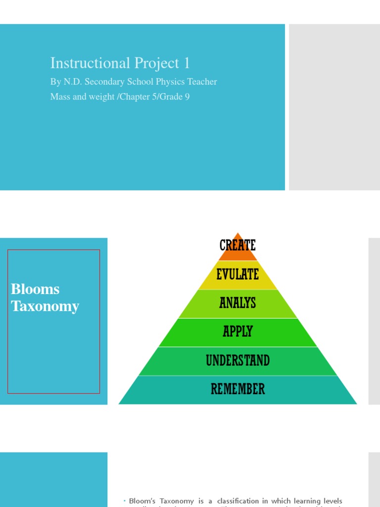 Instructional Project 1 - Blooms Taxonomy | PDF | Weight | Mass