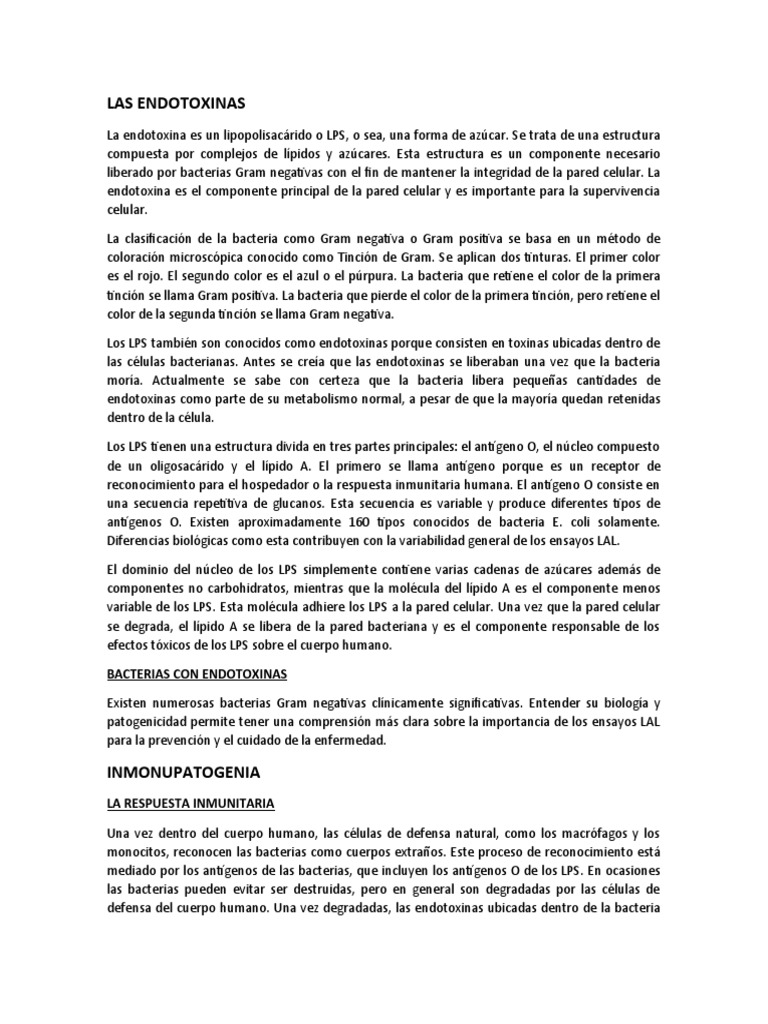 Las Endotoxinas | PDF | Lipopolisacárido | Inflamación