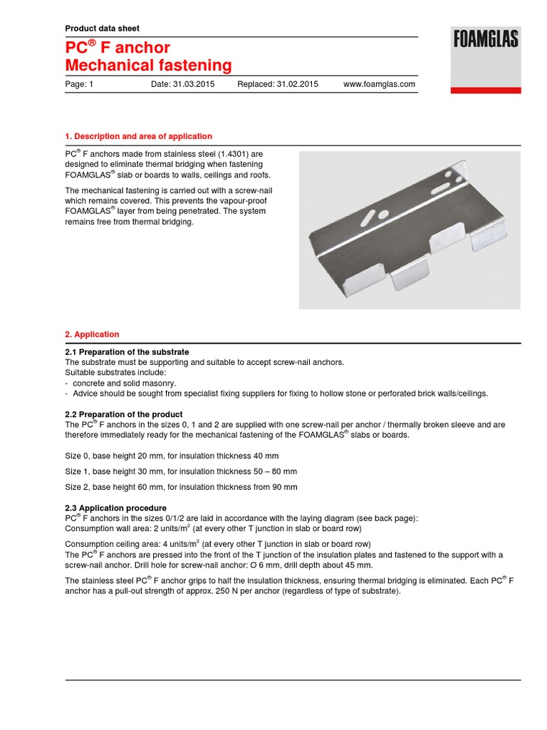 PDS-PC F Anchor-En | PDF | Building Insulation | Anchor
