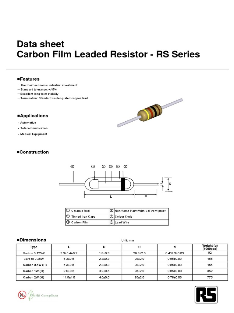 Datasheet Resistores PDF | PDF | Resistor | Electrical Resistance And ...