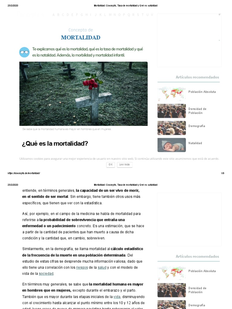 Mortalidad - Concepto, Tasa de Mortalidad y Qué Es Natalidad | PDF ...