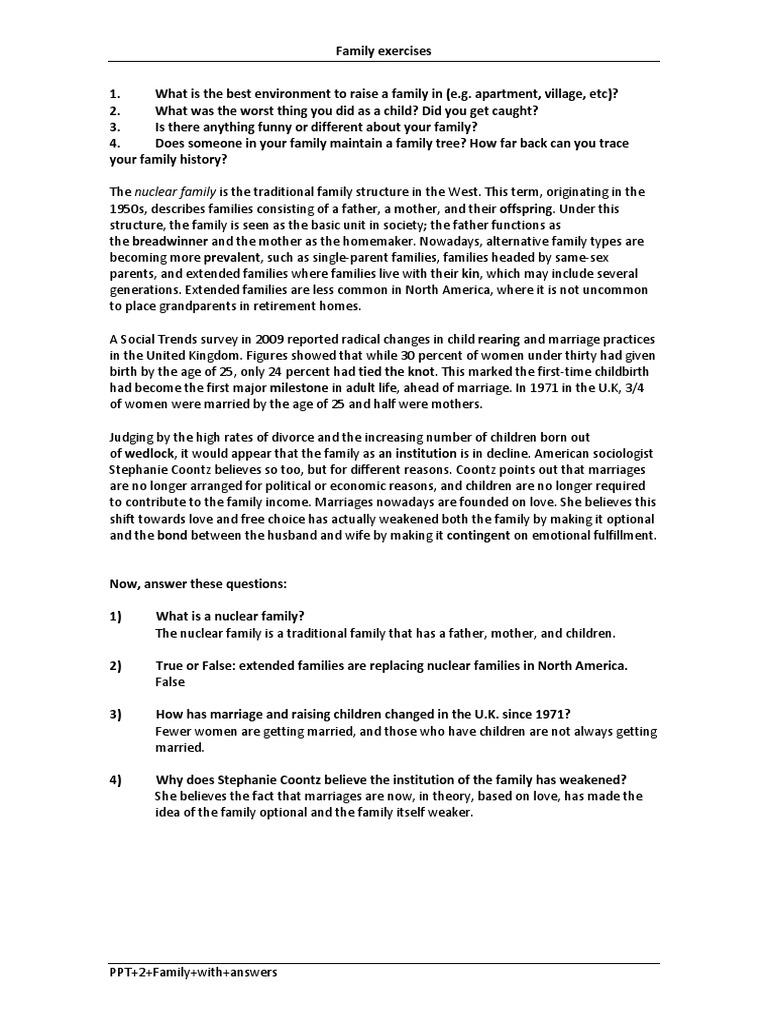 Family Structure and Trends Quiz | PDF | Family | Marriage