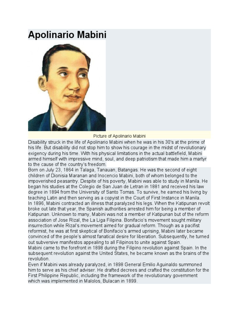 Apolinario Mabini Talambuhay Andres Bonifacio | PPT