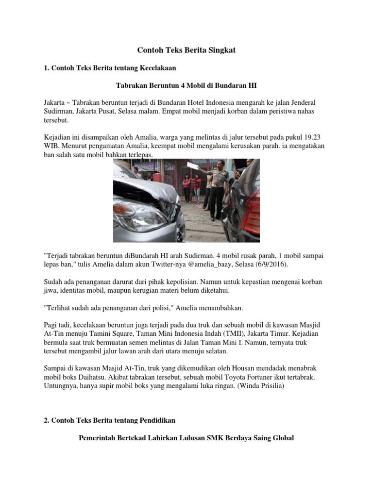 Contoh Teks Berita Singkat | PDF | Bisnis | Ilmu Sosial