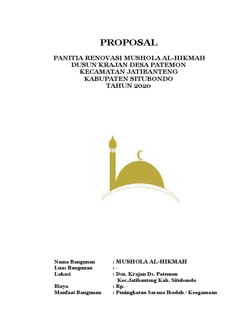 Proposal Renovasi Musholla | PDF