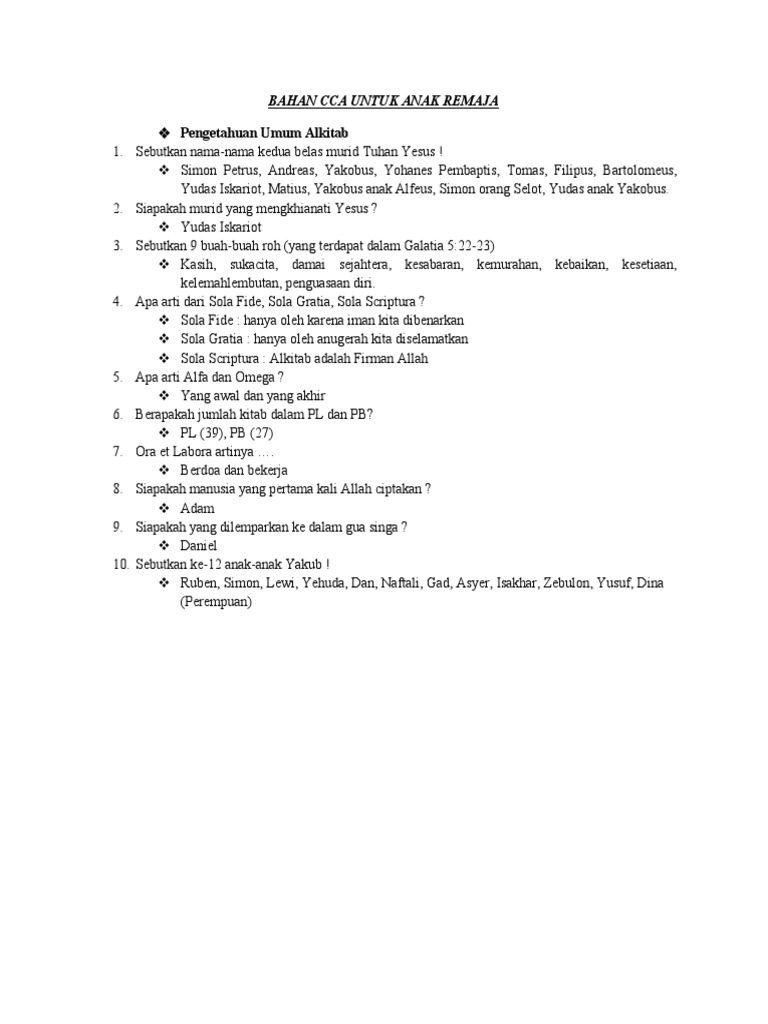 Bahan Cca Untuk Anak Remaja | PDF