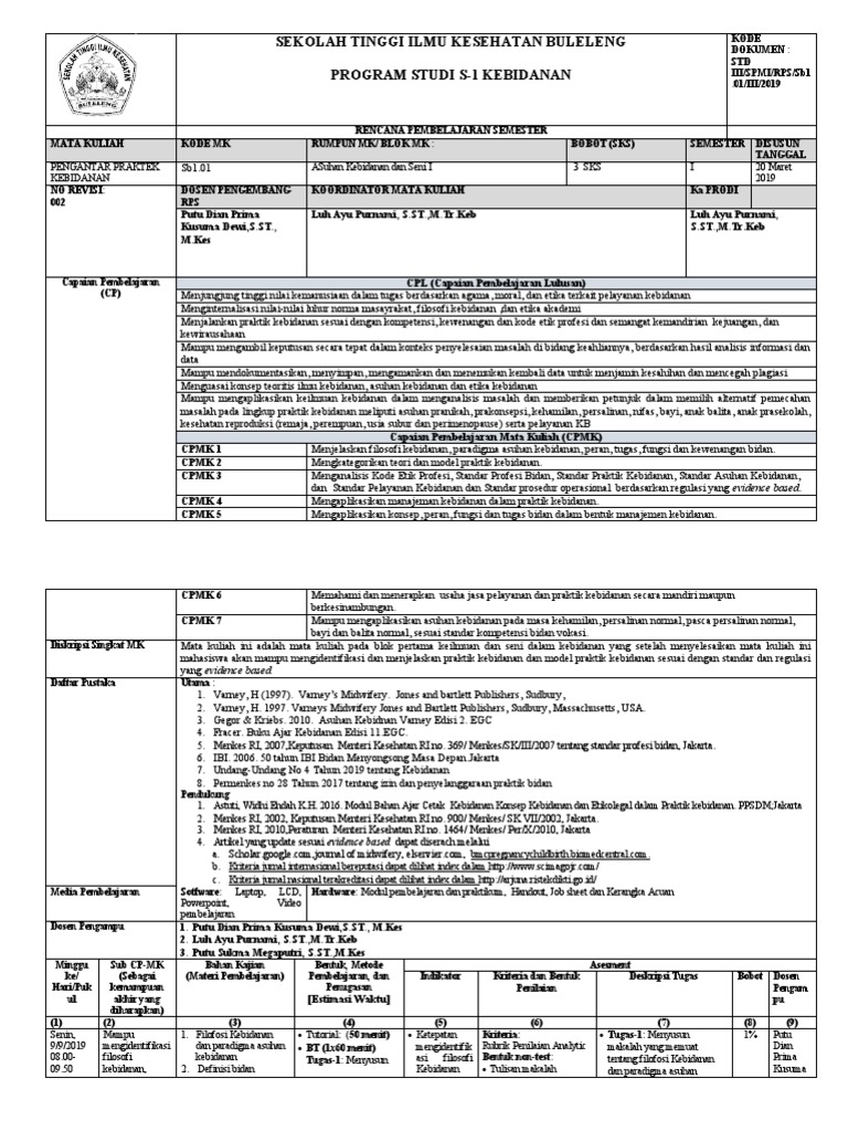 RPS Pengantar Praktek Kebidanan - S1 | PDF