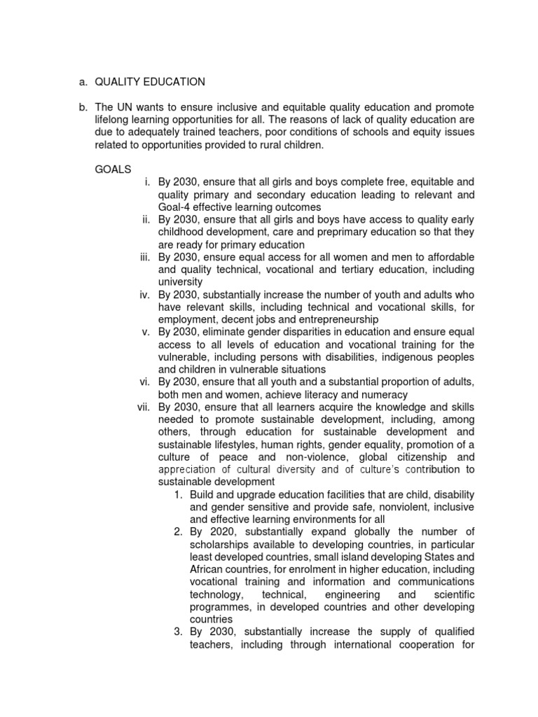 SDG 4 Quality Education | PDF | Inclusion (Education) | Vocational ...