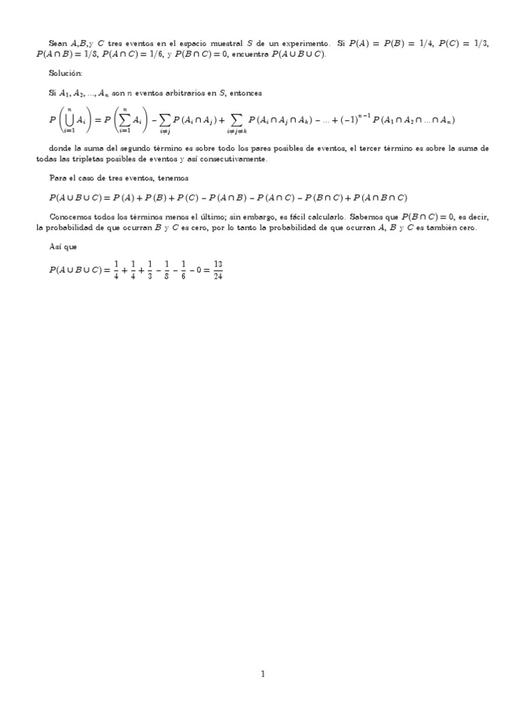 Calcular La Probabilidad de La Union de Tres Eventos | PDF
