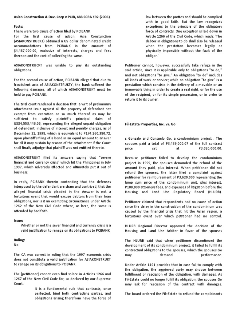 Case Digests 4 OBLICON | PDF | Promissory Note | Interest