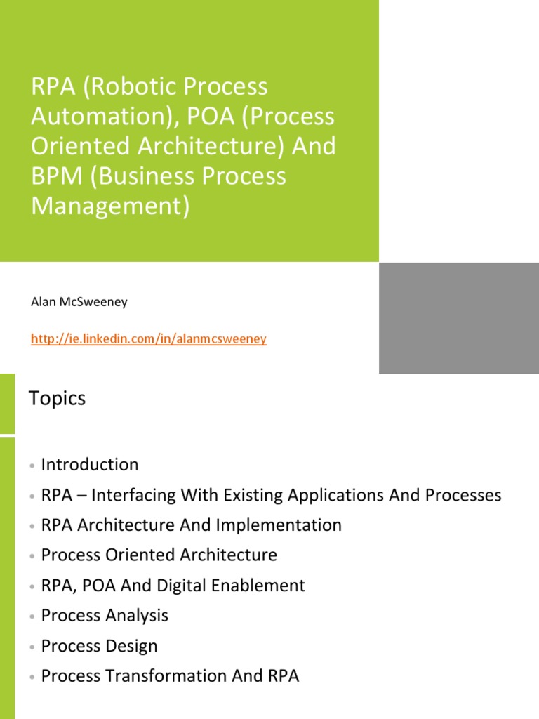 RPA, POA, BPM: Process Automation Guide | PDF | Business Process ...