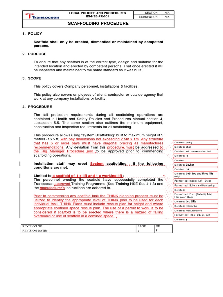 Guiding Safe Practices: A Procedure for Erecting and Maintaining ...