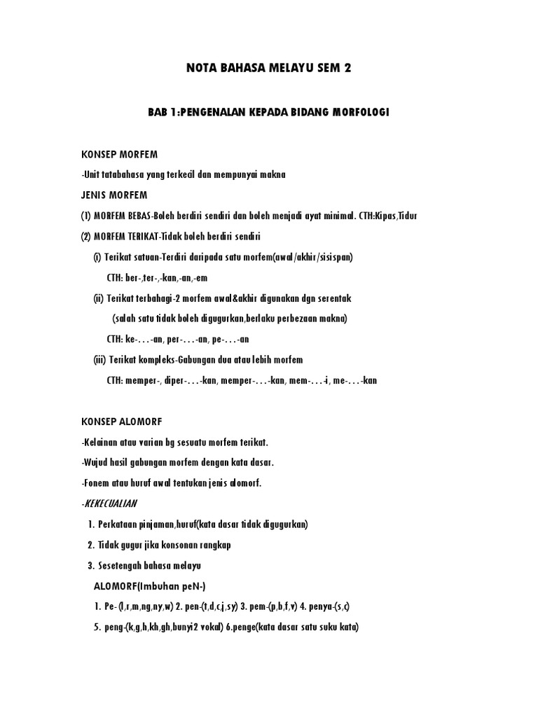 Nota Bahasa Melayu Sem 2 | PDF