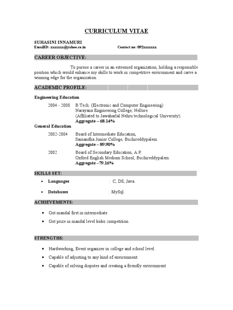 Suhasini Innamuri's CV: Java Skills | PDF | Computing | Computing And ...