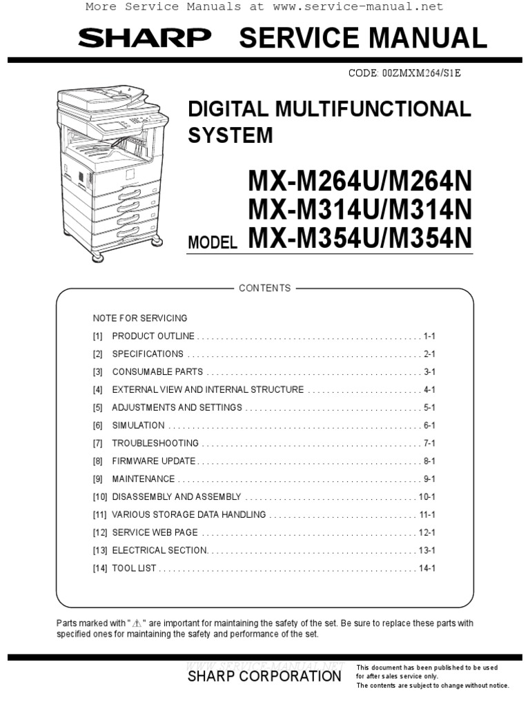 MX-M264N Series Service Manual | PDF | Image Scanner | Fax