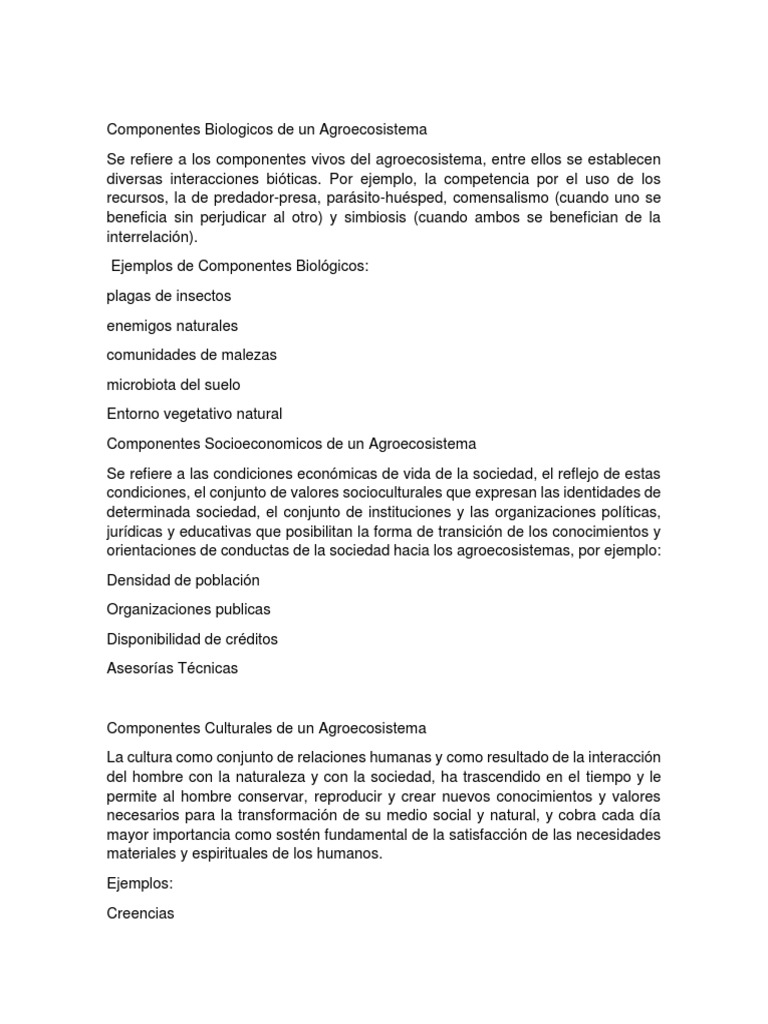 Componentes Biologicos de Un Agroecosistema | PDF