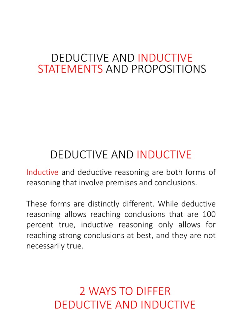 Deductive and Inductive and Statements and Propositions PDF | PDF ...