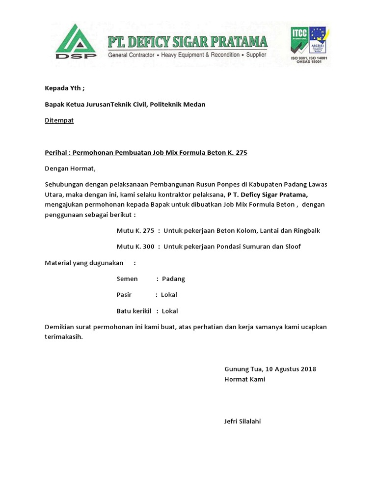 Surat Permohonan JMD & JMF | PDF