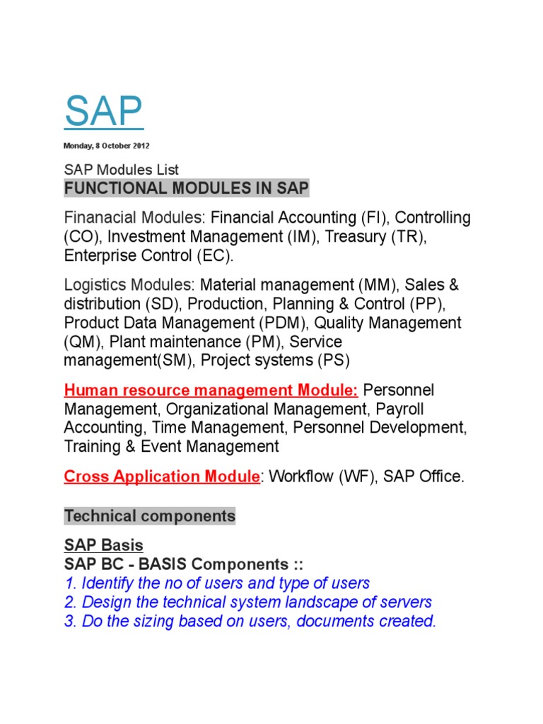 Sap All Modules PDF | PDF | Sap Se | Customer Relationship Management