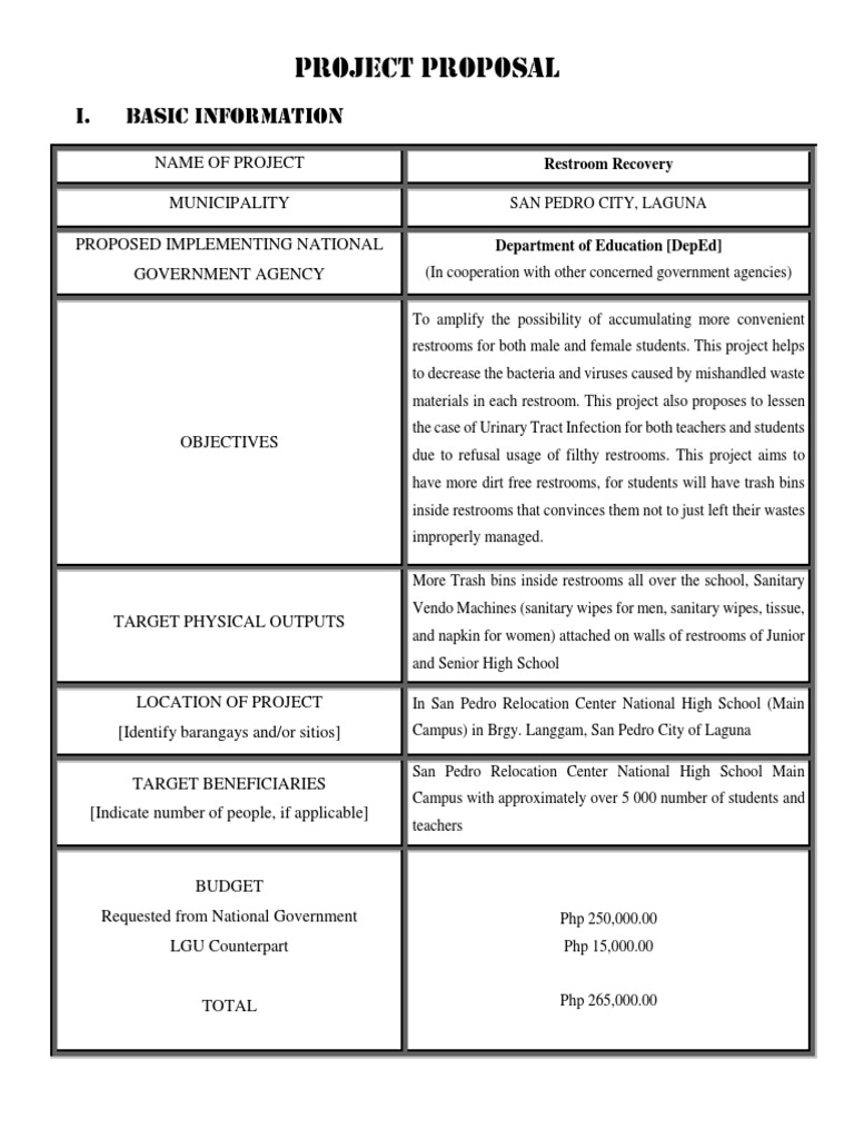 Project Proposal | PDF | Public Toilet | Sanitation