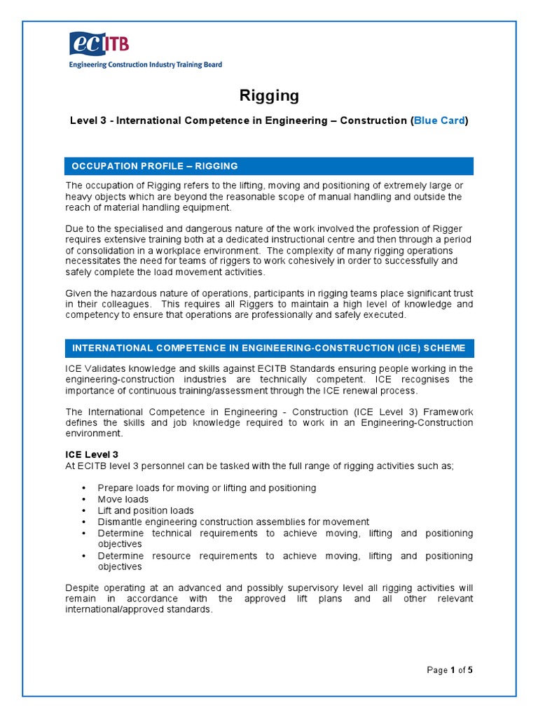 Rigging - ICE Level 3 - 01 07 14 | PDF | Welding | Construction
