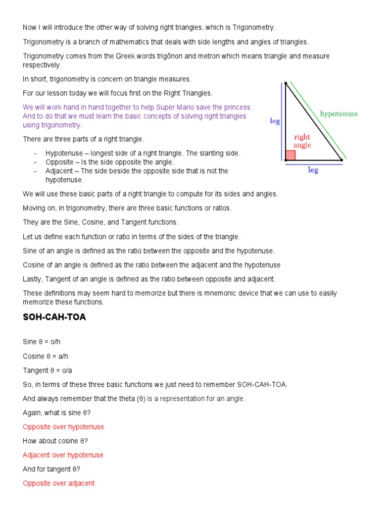 Lesson Proper - TRIGONOMETRY | PDF | Trigonometric Functions | Trigonometry