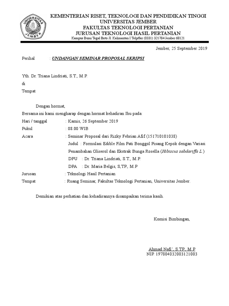 Surat Undangan Proposal | PDF