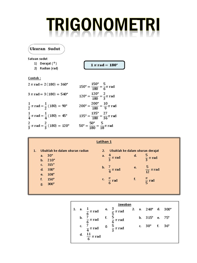 Perbandingan Trigonometri dan Sudut | PDF
