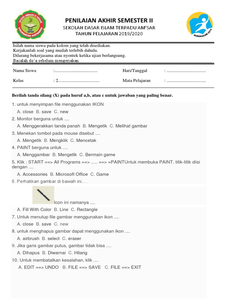 Soal TIK Kls 2 | PDF
