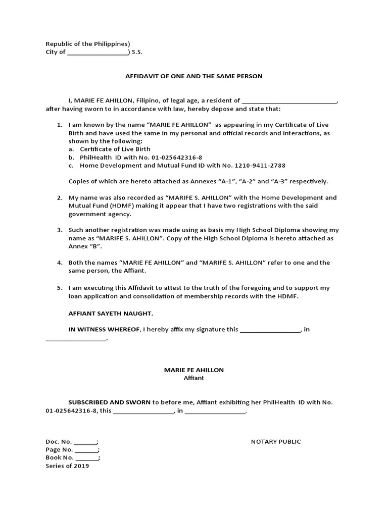 Affidavit of Oneness | PDF