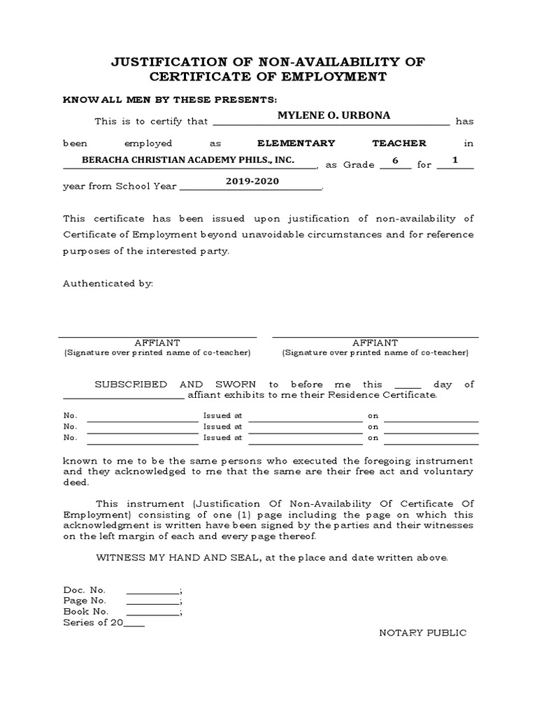 Cerificate of Non Availability | PDF