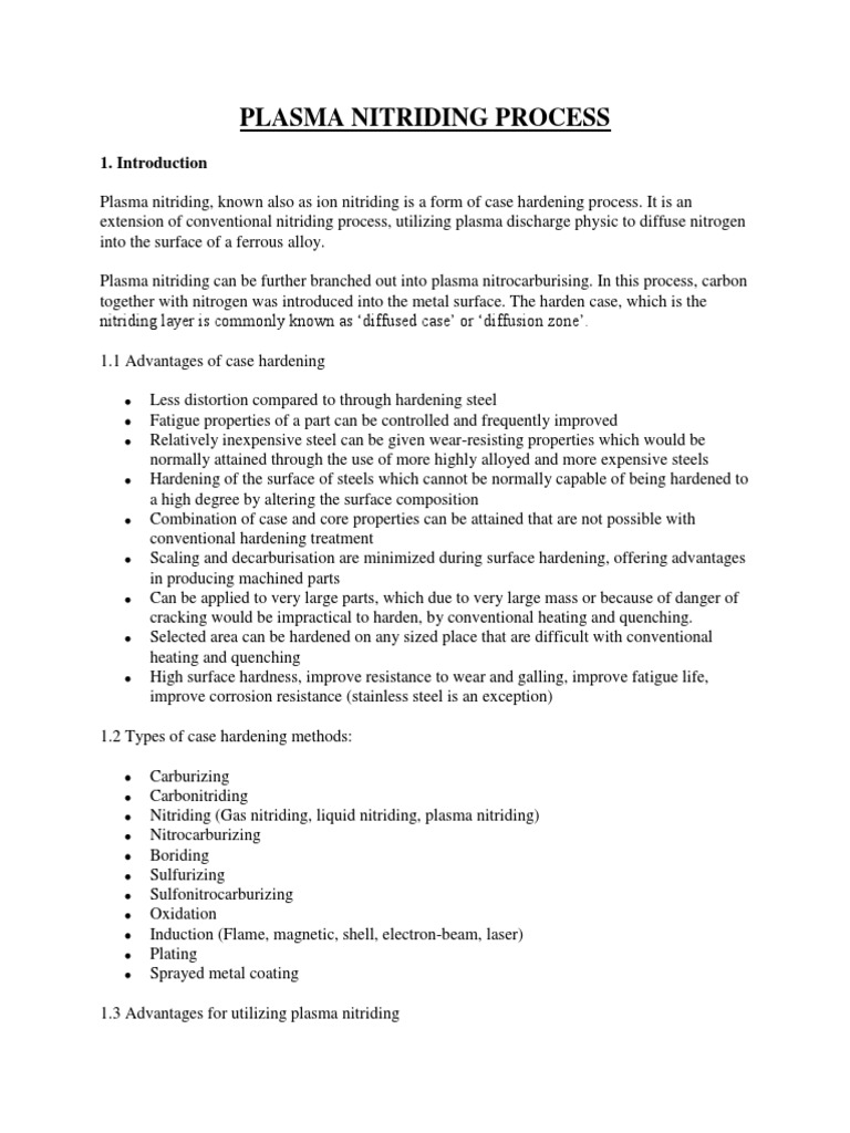 Plasma Nitriding Process - Data | PDF | Heat Treating | Procedural ...