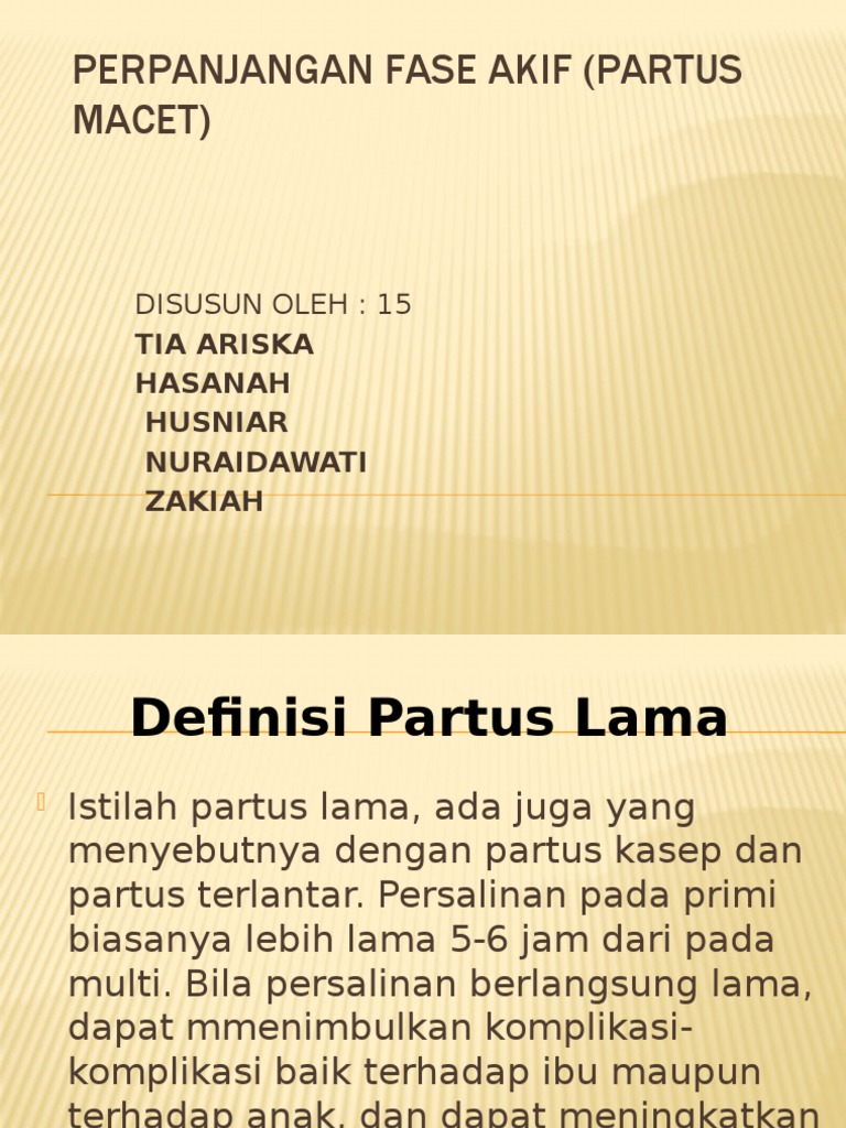 Perpanjangan Fase Akif (Partus Macet) | PDF | Kesehatan Holistik