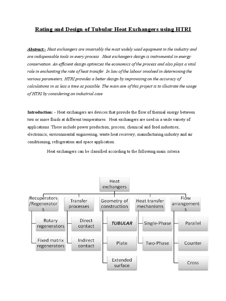 Rating and Design of Tubular Heat Exchangers Using HTRI PDF | PDF ...