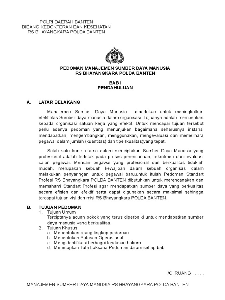 Pedoman Manajemen Sumber Daya Manusia KKS 3, EP 1 | PDF