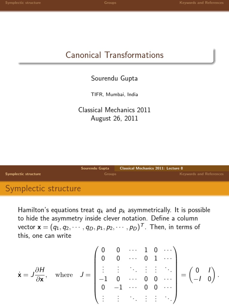 Symplectic Structure & Transformations | PDF