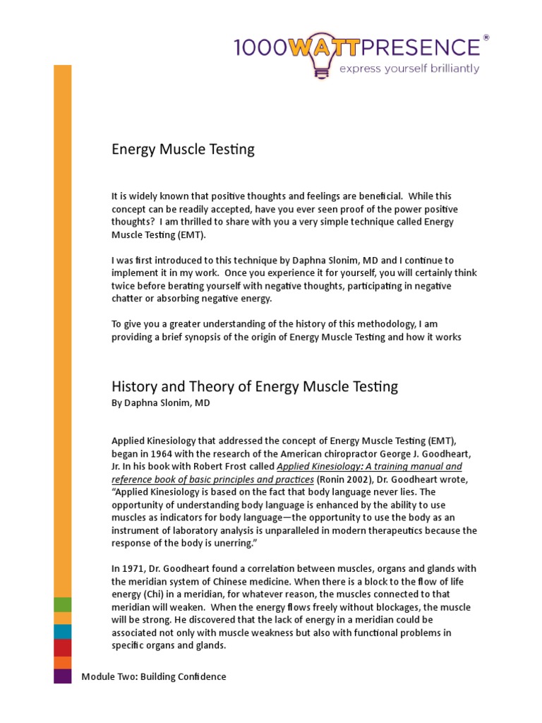 Energy Muscle Testing | PDF | Consciousness | Metaphysics Of Mind